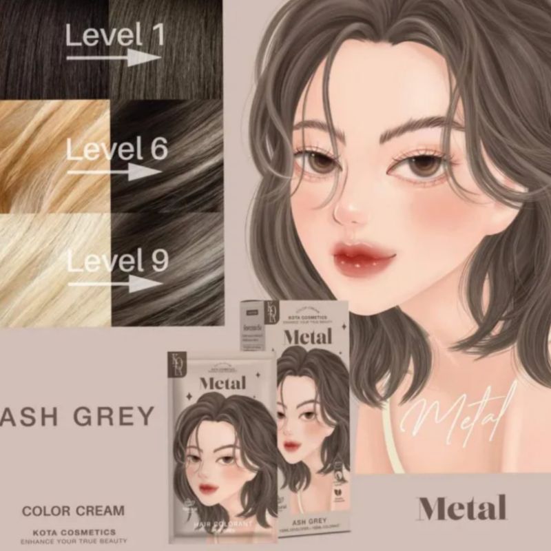 Kota Hair Color Cream Metal - Ash Grey - Carnesia